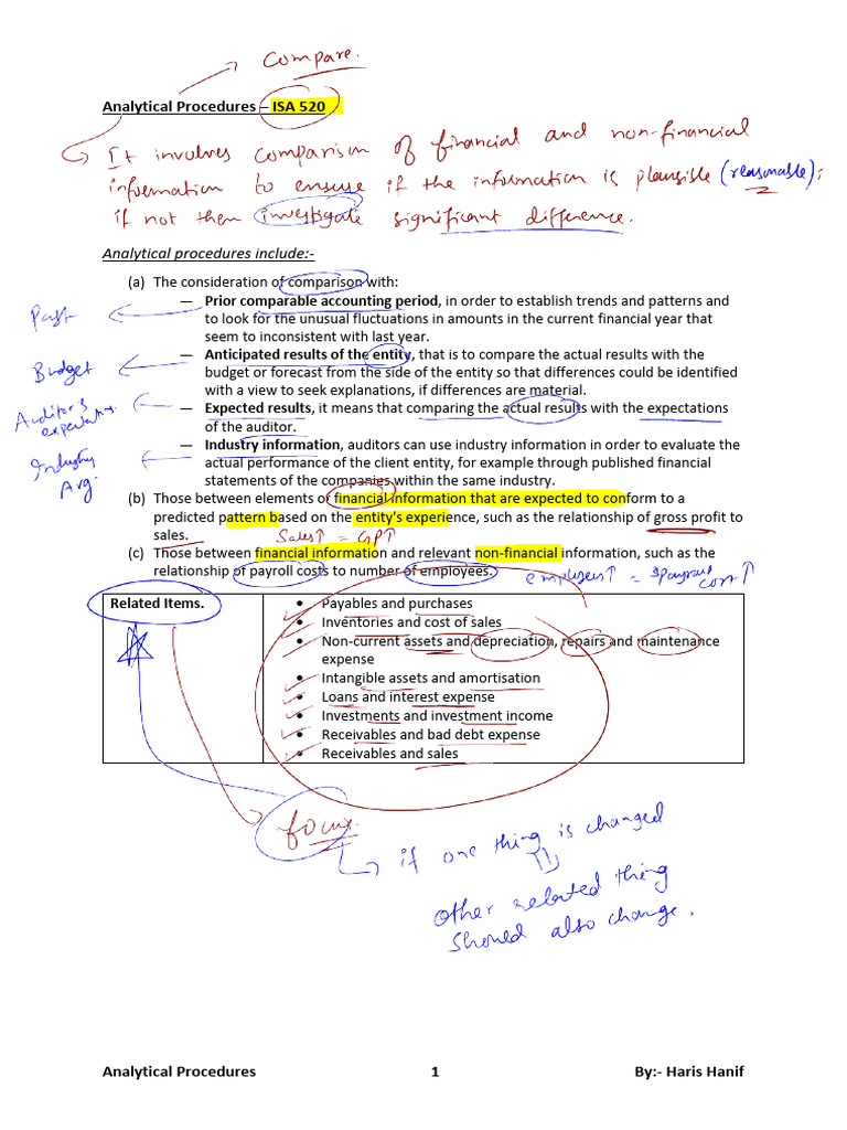42) Analytical Procedures - IsA 520 | PDF | Expense | Investing