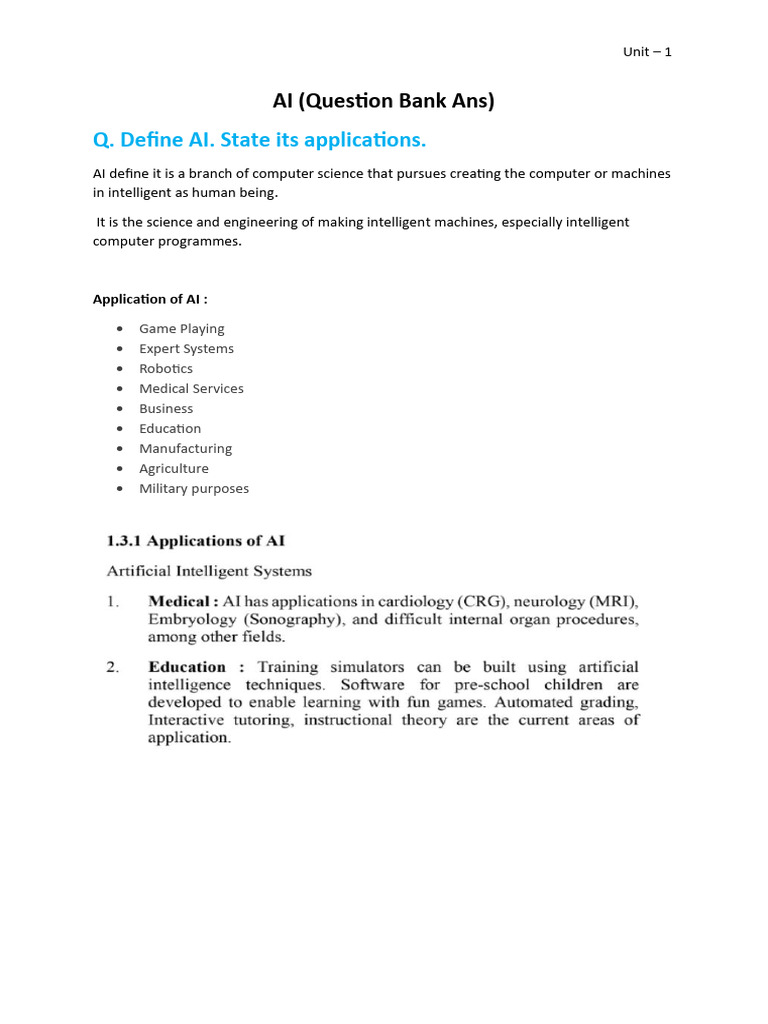 Ai Unit 1 Question Bank Ans Pdf Theoretical Computer Science Algorithms And Data Structures