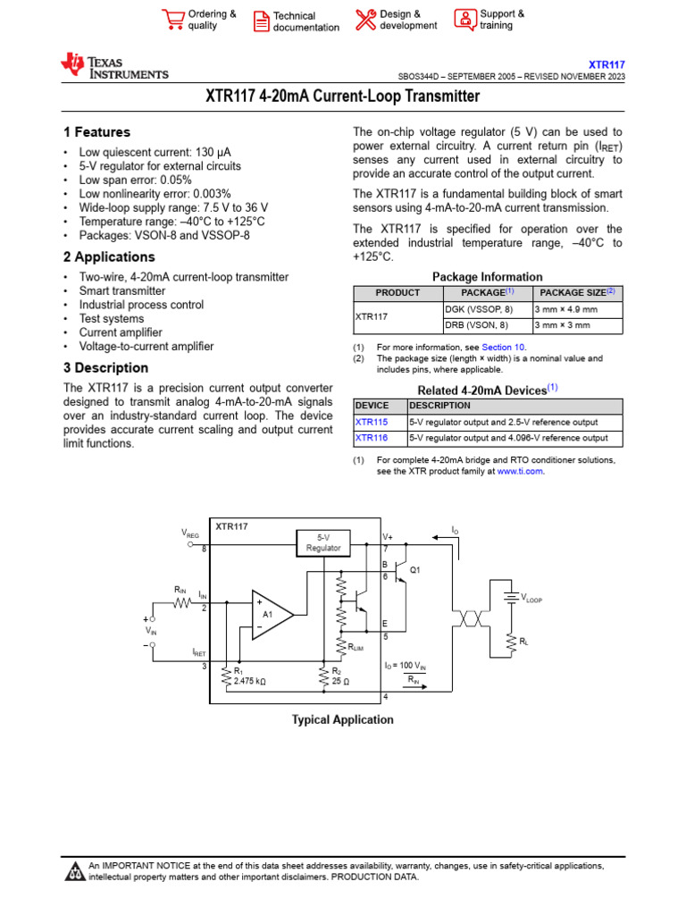 XTR 117 | PDF | Electronic Circuits | Amplifier