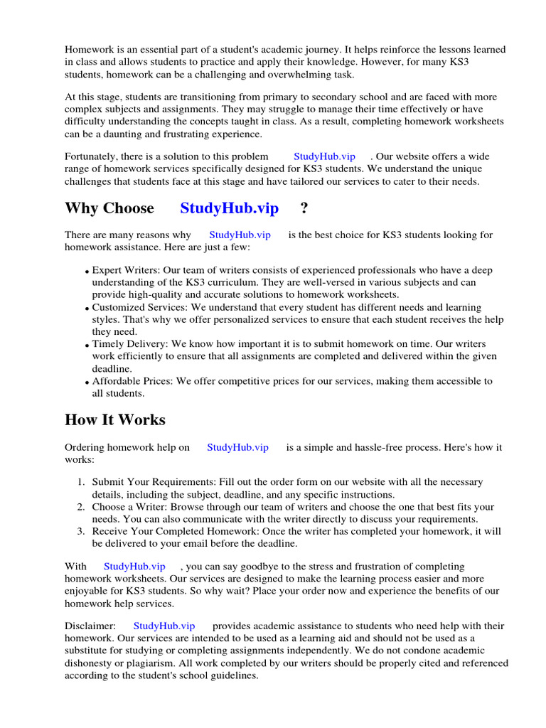 Homework Worksheets Ks3 | PDF | Worksheet | Homework