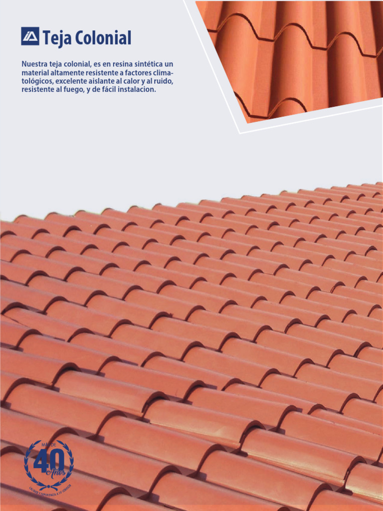 Ficha Tecnica Teja Colonial | PDF | Techo | Aislamiento térmico