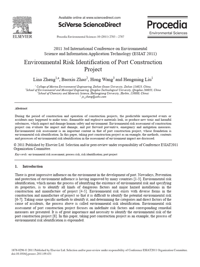 Environmental Risks in Port Construction | PDF | Risk | Hazards