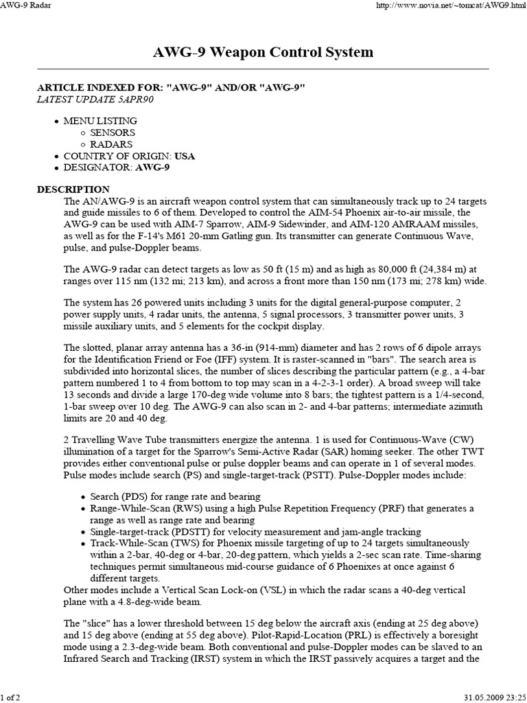 AWG-9 Radar | Download Free PDF | Radar | Radio Spectrum