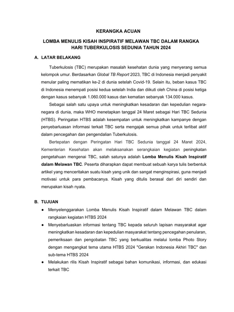 Lomba Kisah Inspiratif Melawan TBC 2024 | PDF