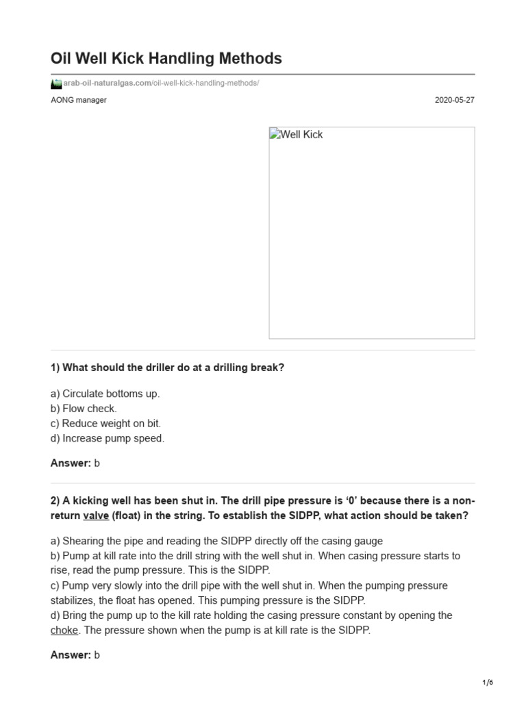 Oil Well Kick Handling Methods | PDF | Casing (Borehole) | Pump