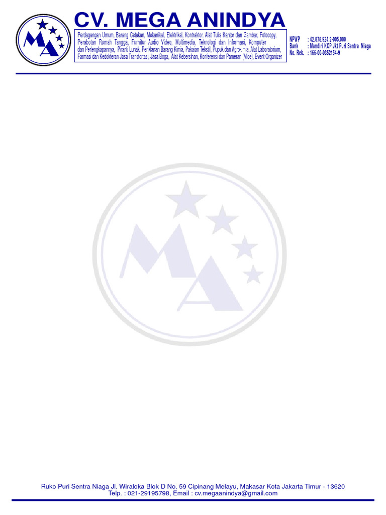 Kop Surat Cv. Mega Anindya 2 | PDF | Teknologi & Rekayasa