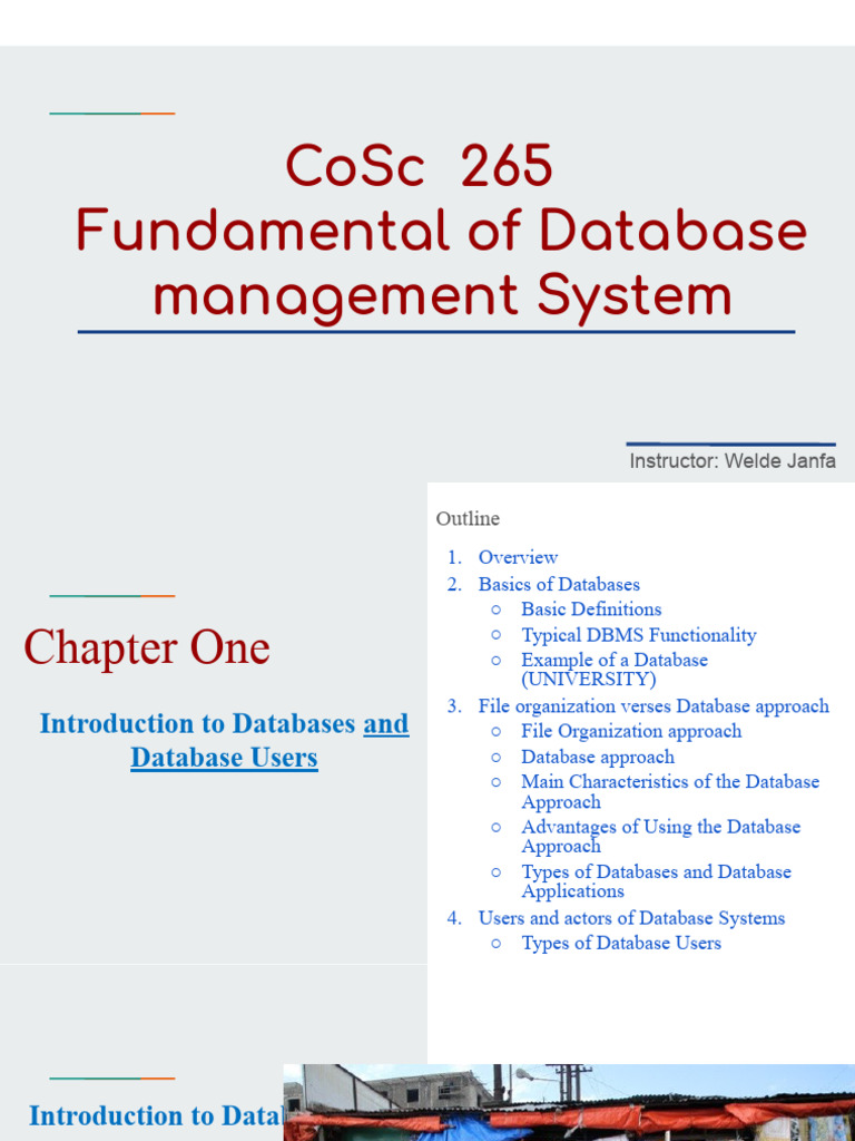 CoSc 265 FDMS - Chapter One | PDF | Databases | Relational Database