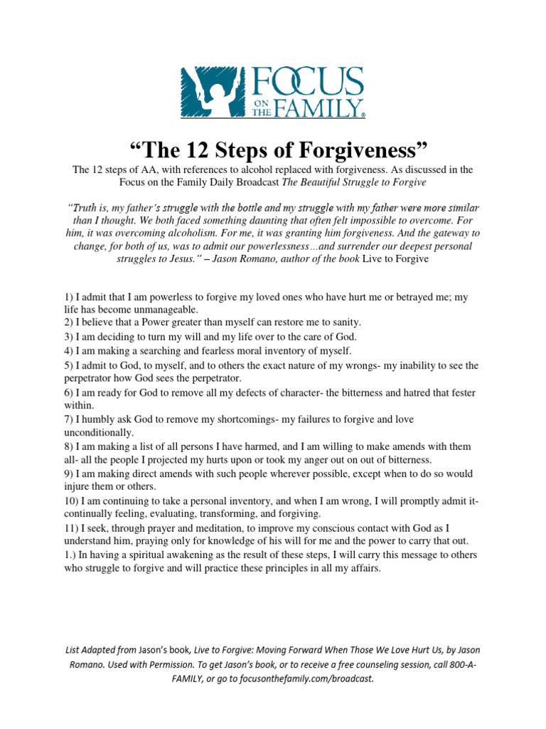 12 Steps to Forgiveness Process | PDF