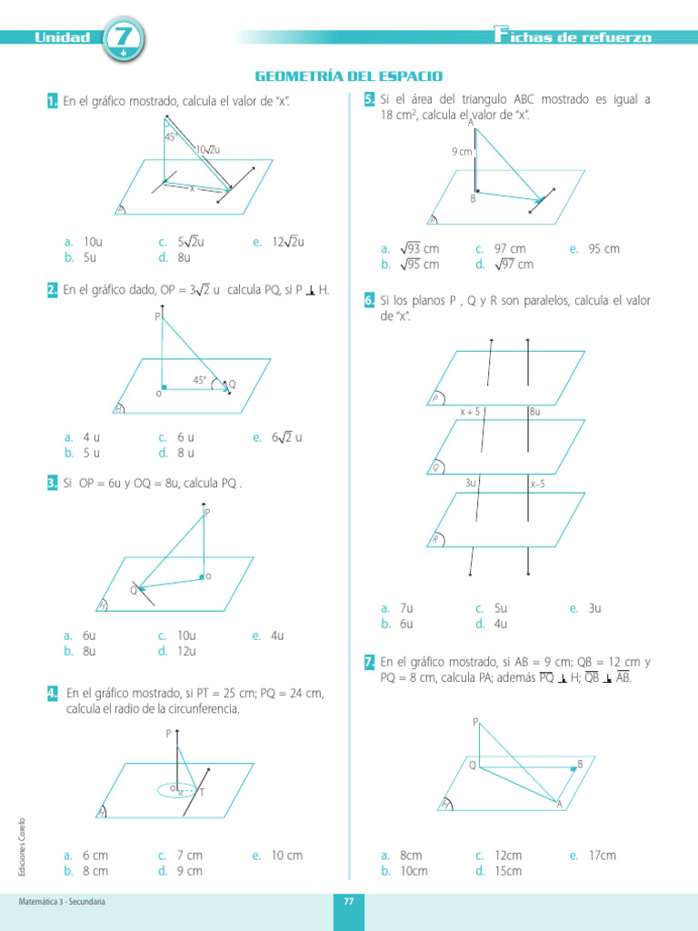 Ejercicios de Geometría del Espacio | PDF | Euclides | Geometría