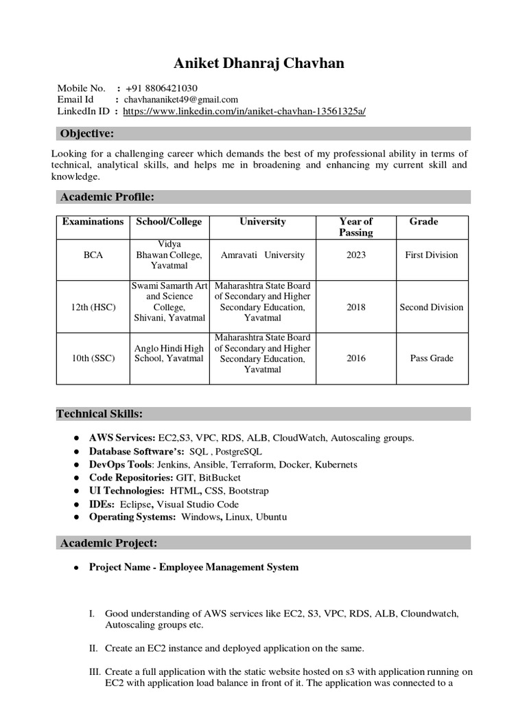 Aniket Chavhan - CV | PDF | Software | Computing