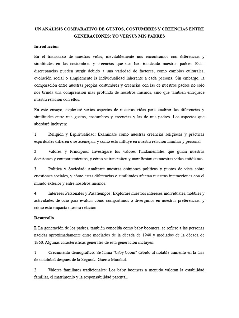 Un Análisis Comparativo de Gustos | PDF | Millennials | Conservatismo