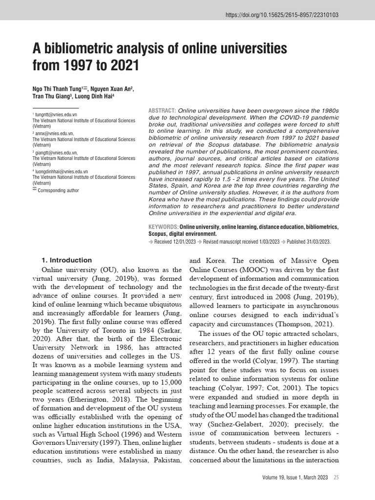A Bibliometric Analysis | PDF | Educational Technology | Distance Education