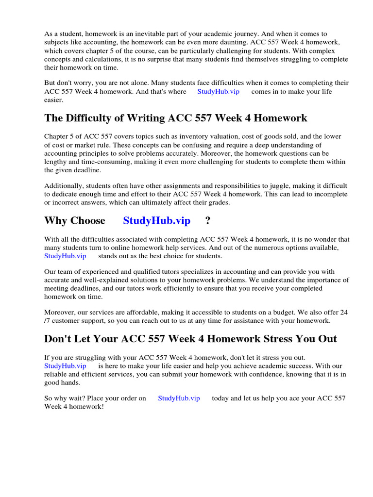 ACC 557 Week 4 Homework Help Guide | PDF | Subscription Business Model ...