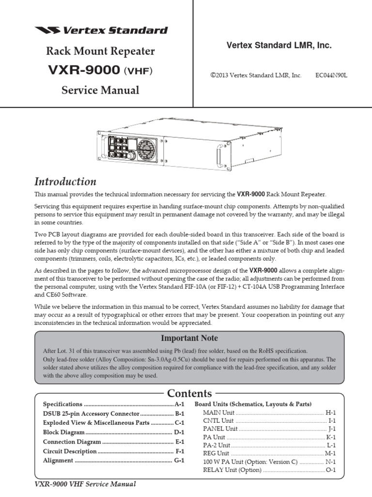 Vxr-9000 VHF SM VTX Exp Ec044n90l PDF | PDF | Electronics | Electrical ...