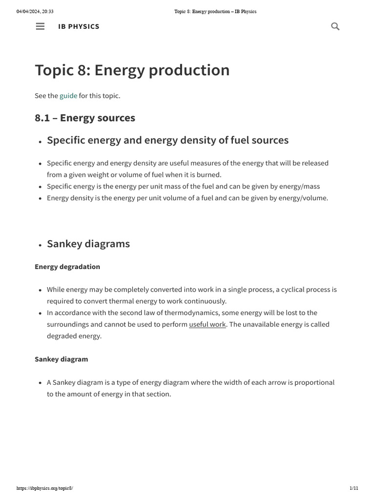 Topic 8 - Energy Production - IB Physics | PDF | Greenhouse Effect ...