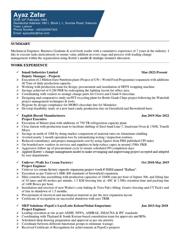 Ayaz Zafar CV (Projects) | PDF | Engineering