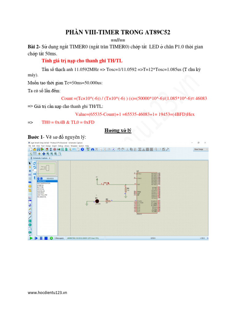 Bài 2-Ngắt Tràn Timer0 Chớp Tắt Led ở Port0 | PDF