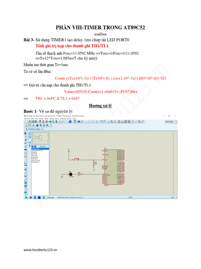 Bài 3-T o Delay 1ms Dùng Timer1 CH P Tăt LED | PDF