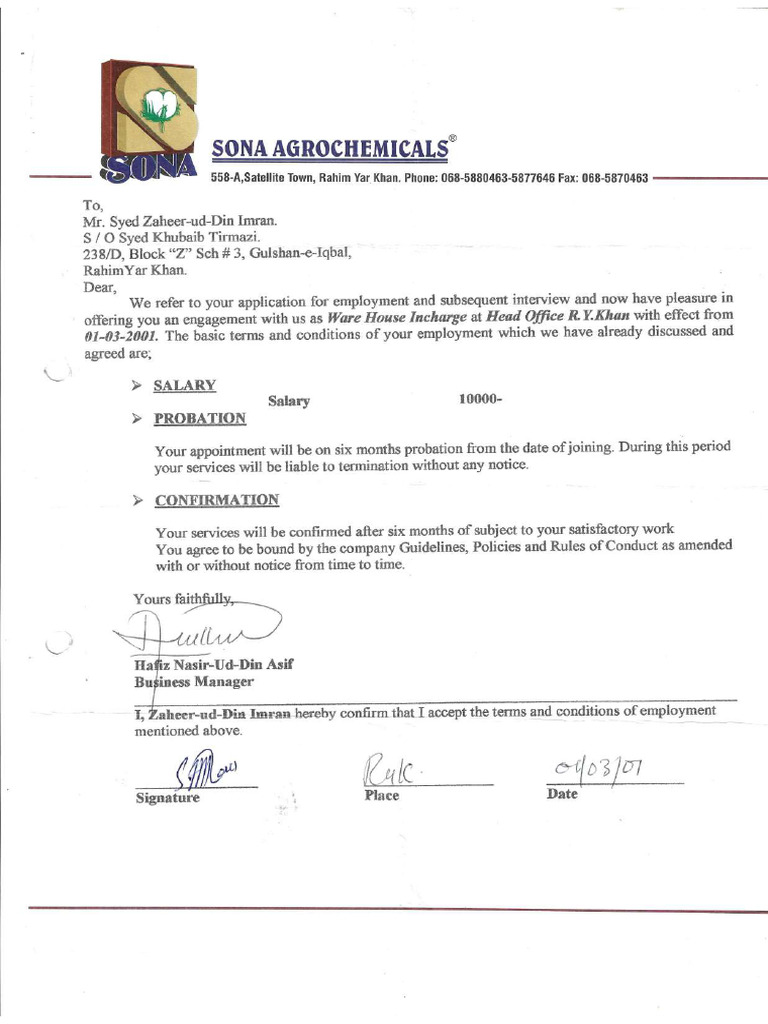 Appointment Letter | PDF