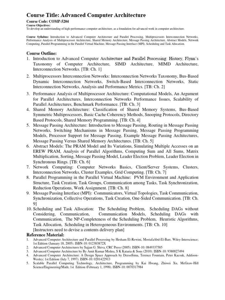Adv-Comp-Architecture outline | PDF | Parallel Computing | Message Passing Interface
