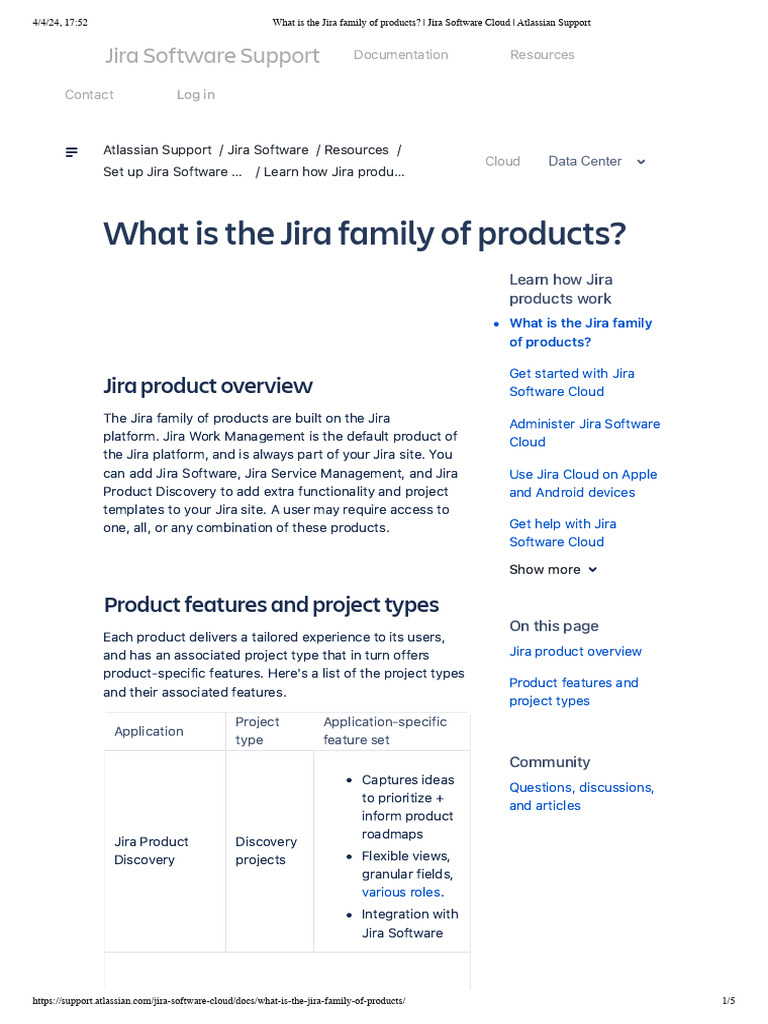 What is the Jira family of products_ _ Jira Software Cloud _ Atlassian Support | PDF | Cloud ...