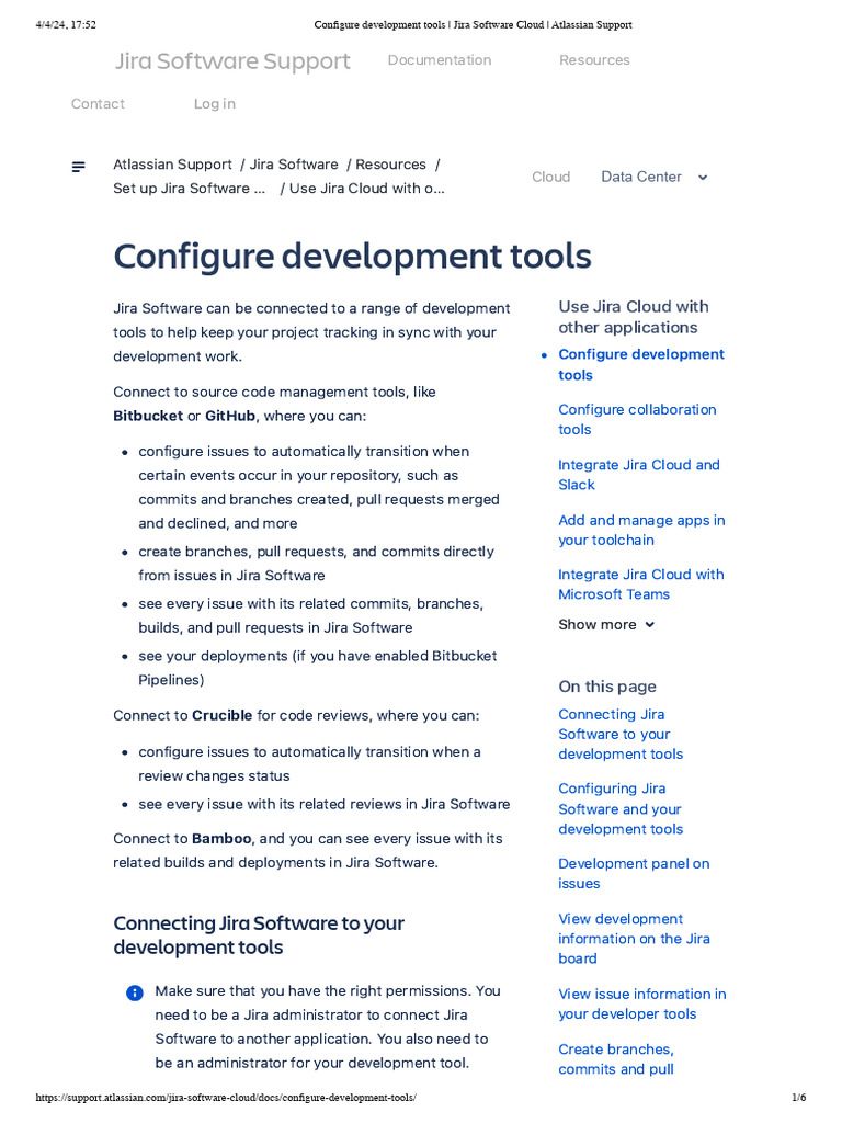 Configure Jira Development Tools | PDF | Cloud Computing | Version Control