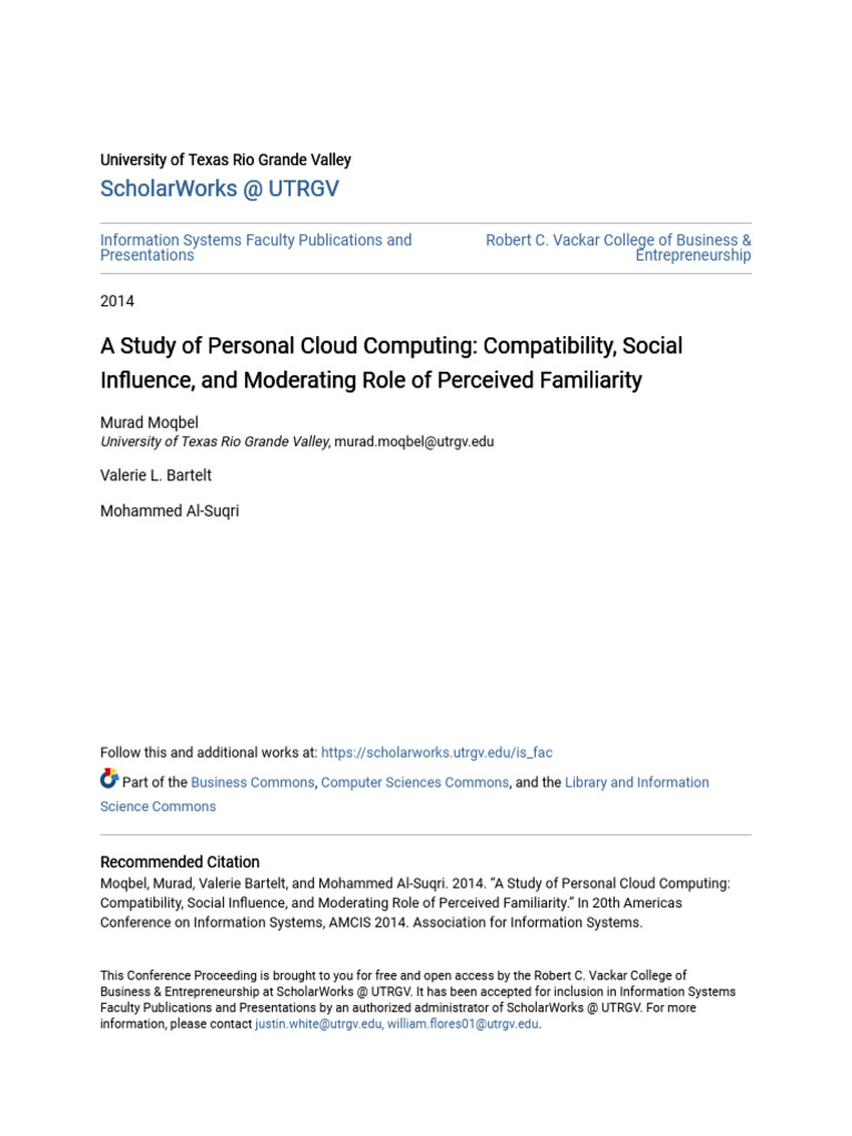 A Study of Personal Cloud Computing - Compatibility Social Influe | PDF ...
