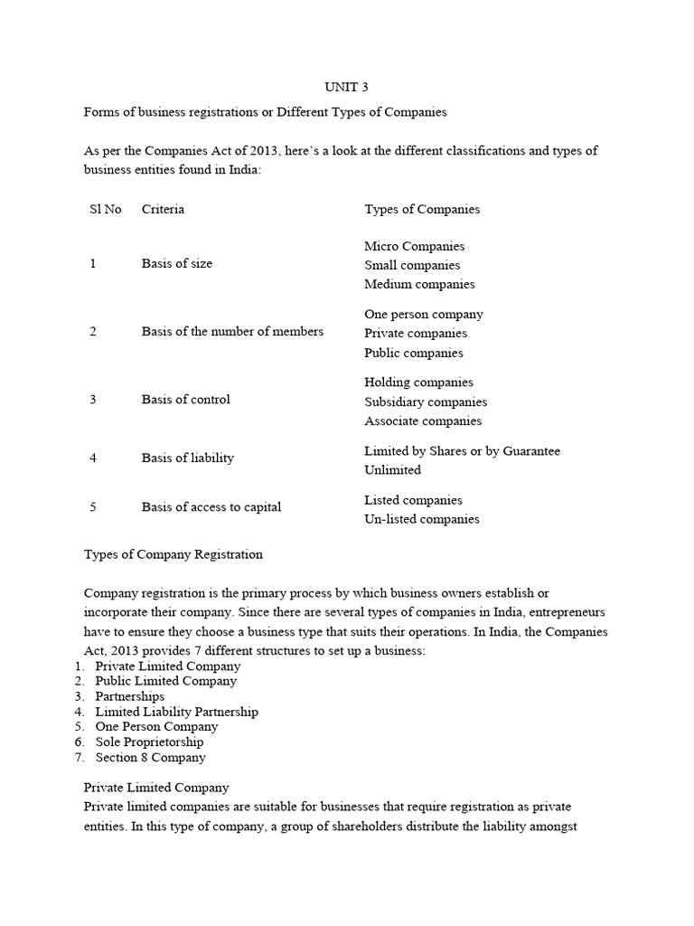 Types of Business Registrations in India | PDF | Mergers And ...