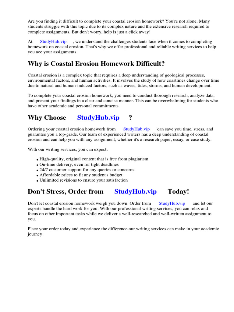 Coastal Erosion Homework | PDF | Coast | Erosion