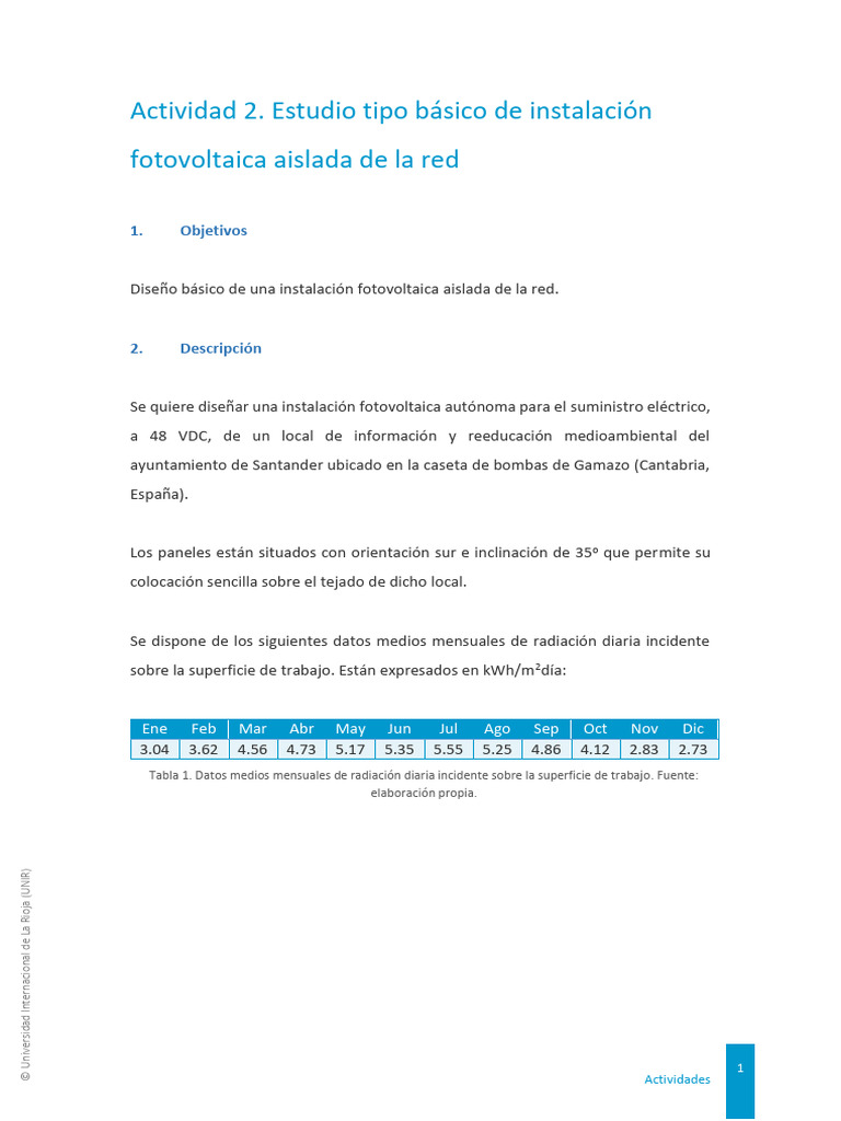 Estudio de instalación fotovoltaica aislada | PDF | Fotovoltaica | Cantidad
