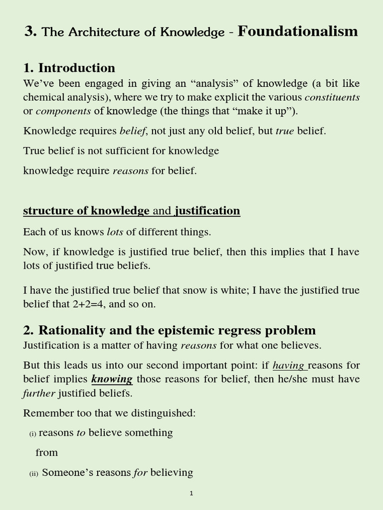 The Architecture of Knowledge Foundationalism | PDF | Knowledge ...