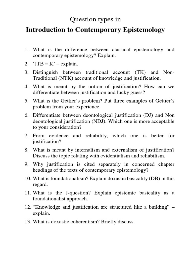 204 Question Types | PDF | Epistemology | Knowledge