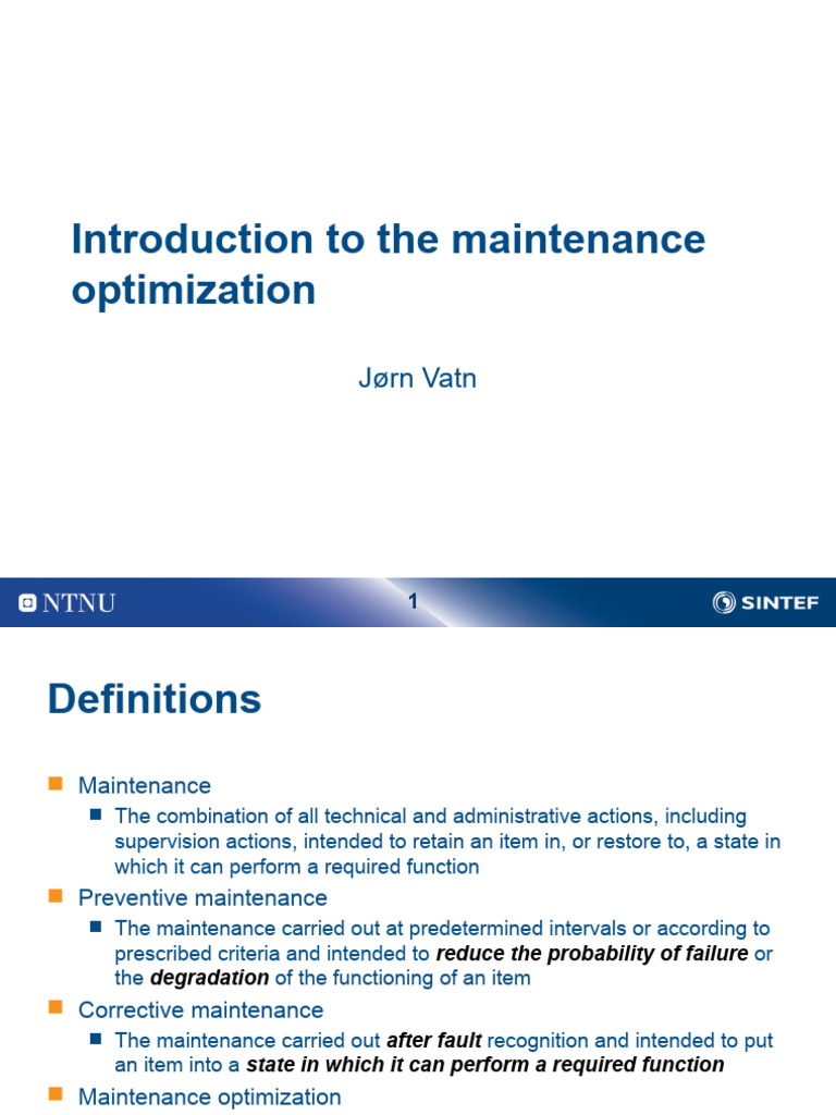 Introduction To Maintenance Op Tim Ization | PDF | Applied Mathematics | Systems Engineering