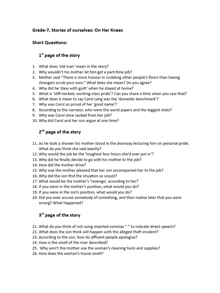 On Her Knees: A Study Guide | PDF
