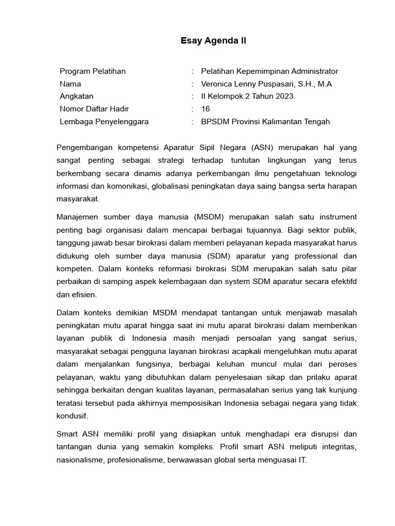 Tugas Esay Agenda II | PDF