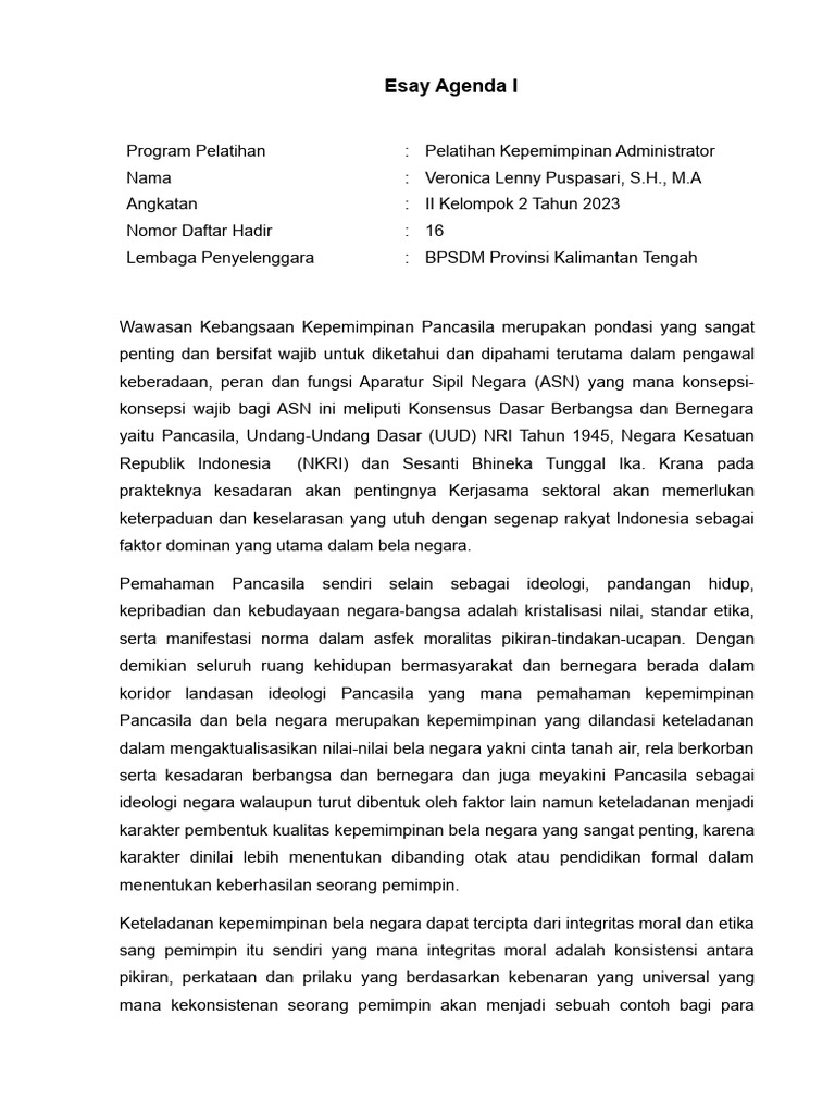 Tugas Esay Agenda I | PDF