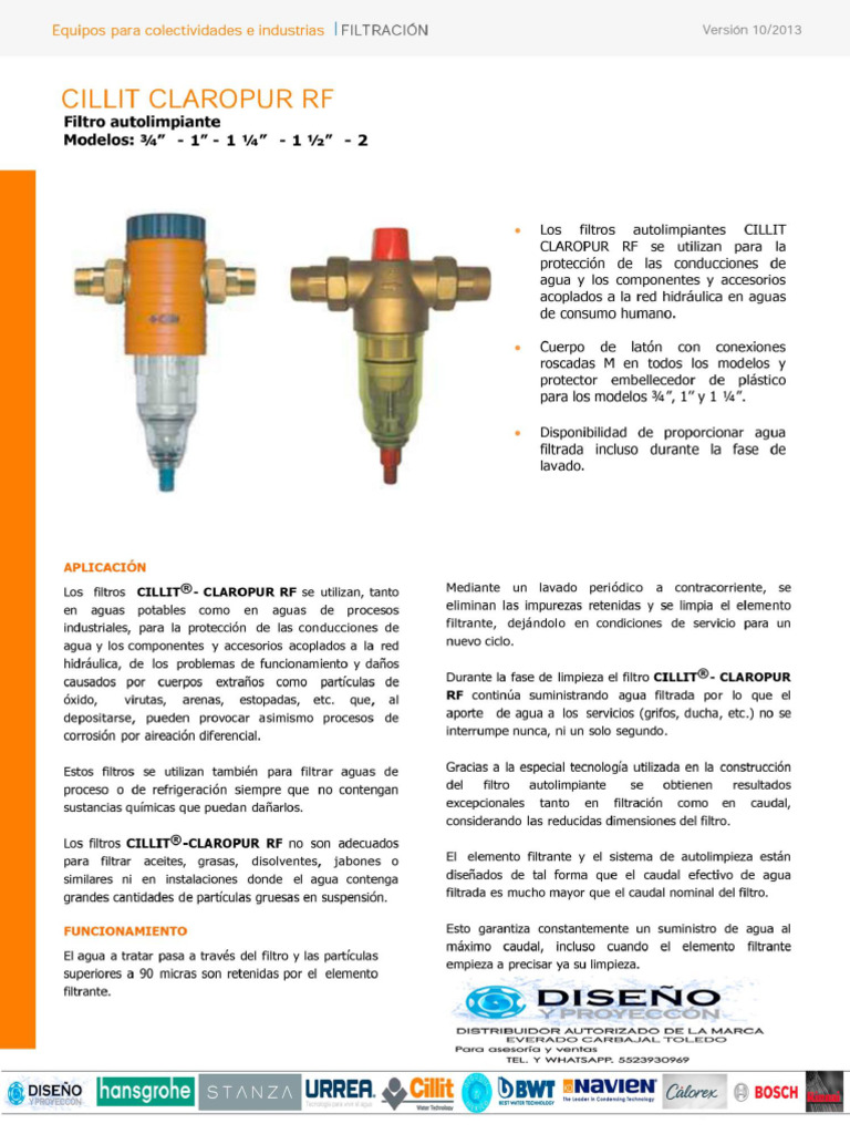 Cillit Claropur RF Filtro Auto Limpiante Folleto | PDF