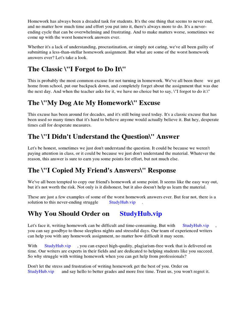 Hilarious Homework Fails and Excuses | PDF | News | Advertising