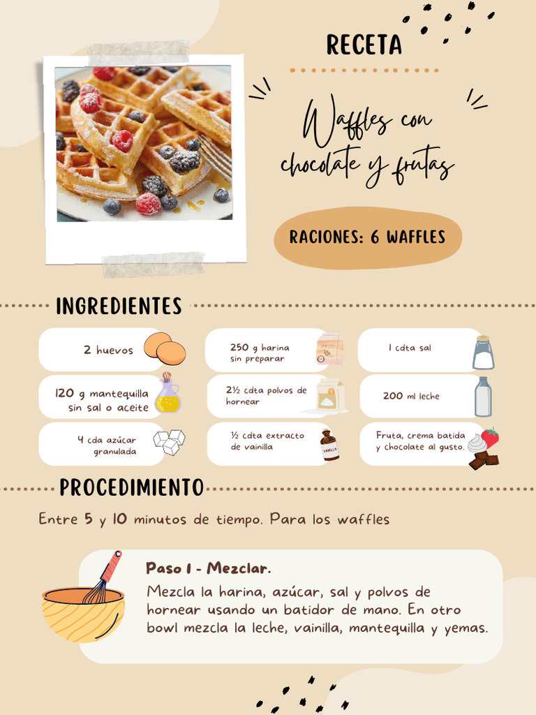 Receta de Waffles | PDF | Cocina, comidas y vino