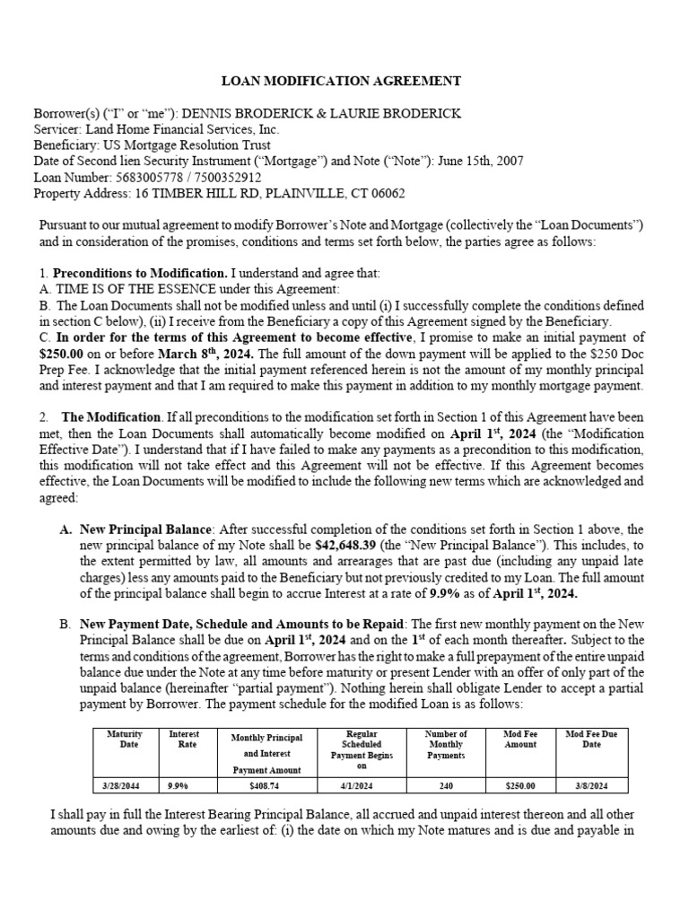 Modification Agreement + ACH Complete | PDF | Mortgages | Loans