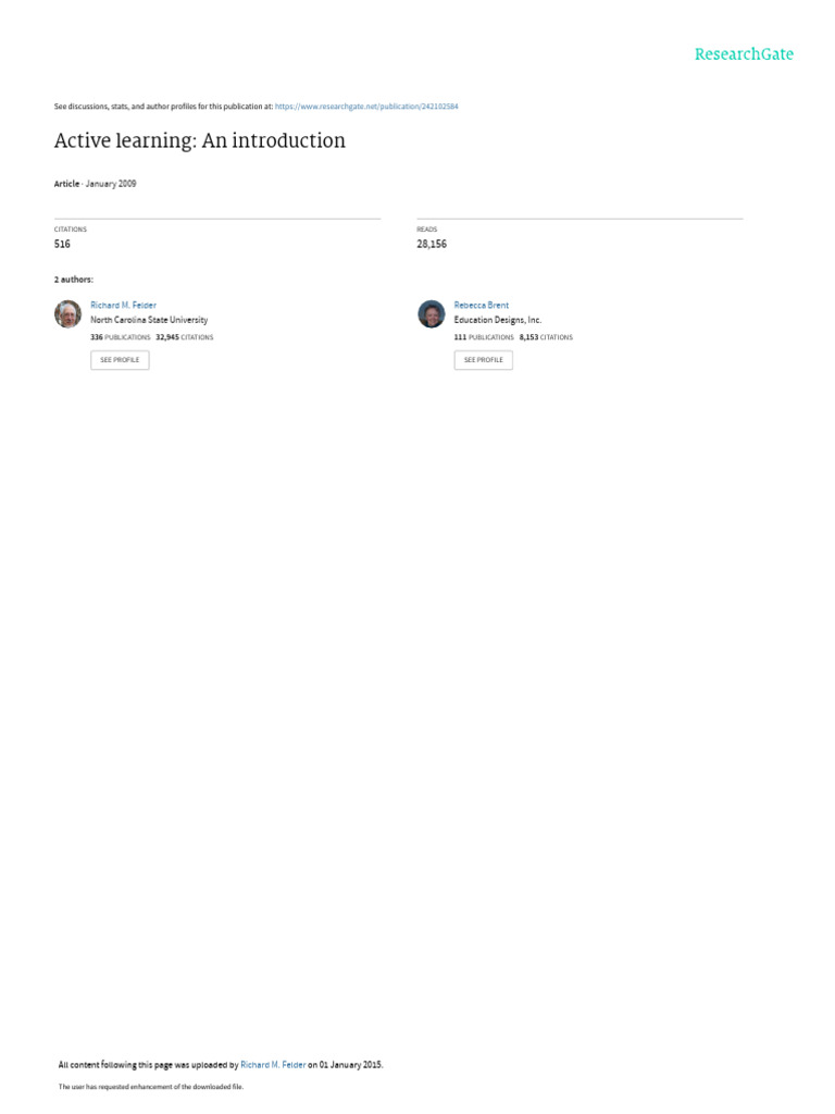 Active - Learning - An - Introduction - Felder, R. M., & Brent, R ...