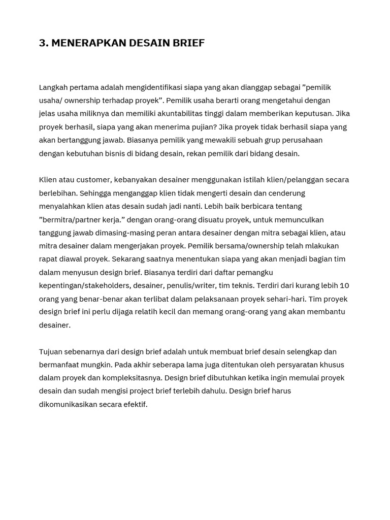 Dokumen Laporan - 3. Desain Brief | PDF | Karier & Perkembangan | Seni