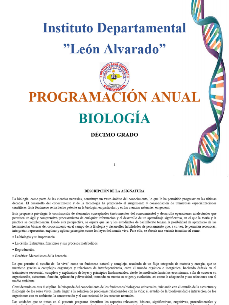 Programación Anual Biología | PDF | Biología | Reproducción sexual