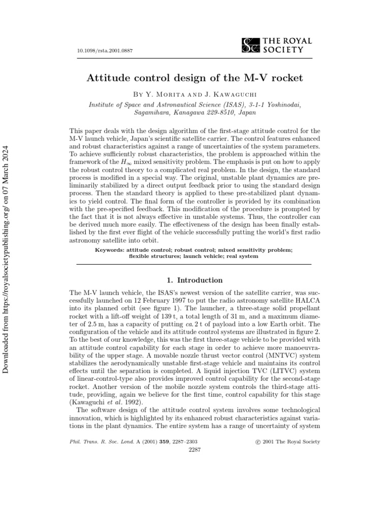 M-V Rocket Attitude Control Design | PDF | Control Theory | Multistage ...