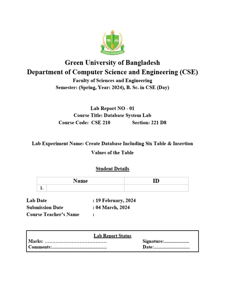 Sample Lab Report Template | PDF | Databases | Data Management Software