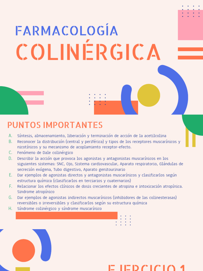 Farmacología Colinérgica.pptx (1) | PDF | Acetilcolina | Drogas