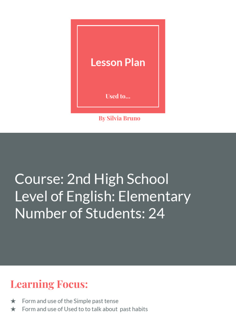 Lesson Plan Then and Now - Used To.. | PDF | Communication | Verb