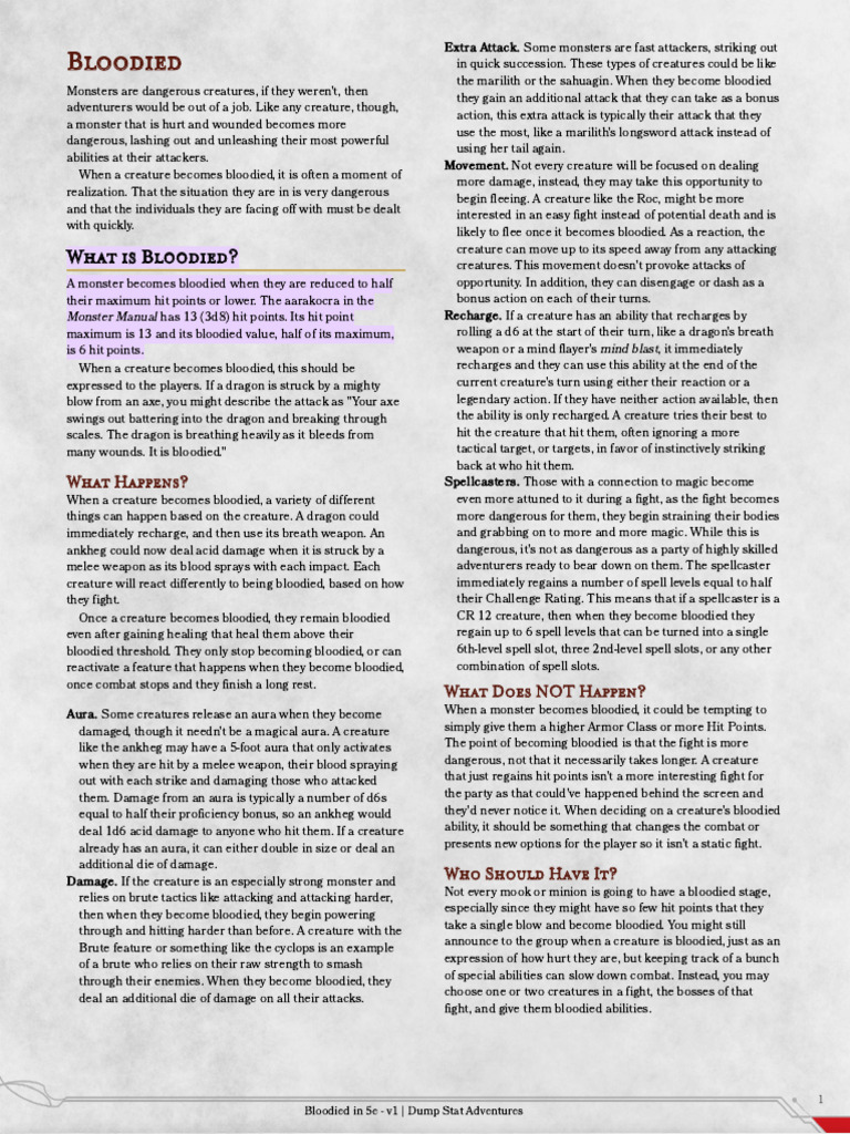 Bloodied in 5e - GM Binder | PDF | Dungeons & Dragons