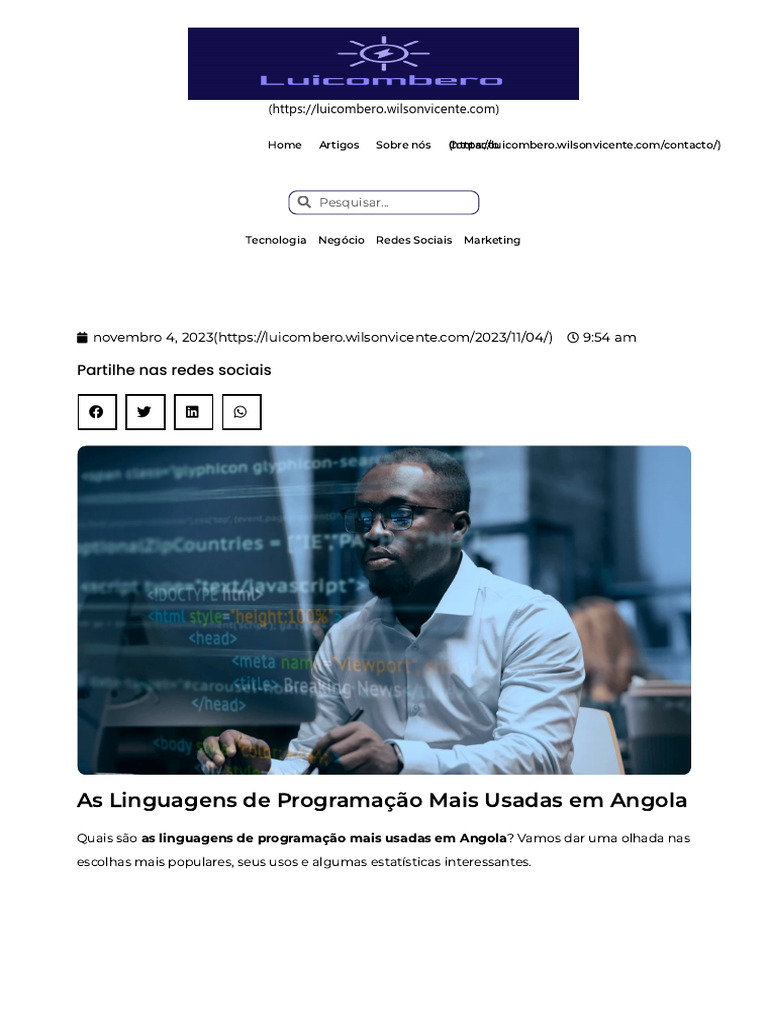 As Linguagens de Programação Mais Usadas em Angola - Luicombero | PDF ...