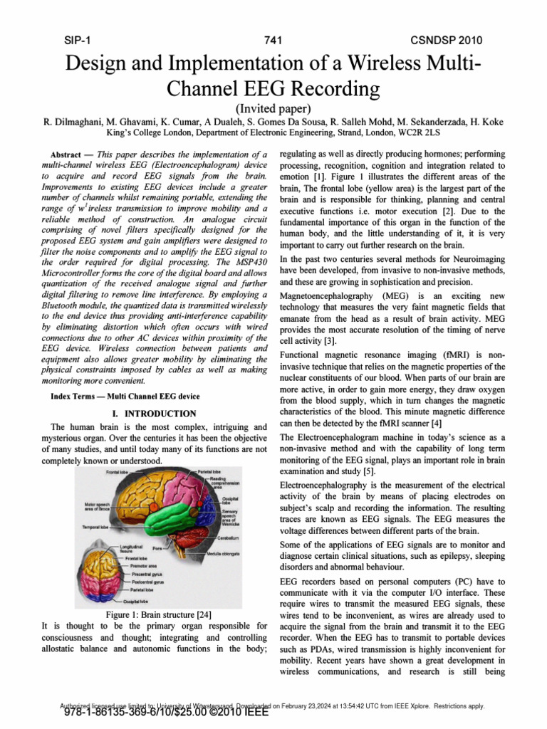 Wireless Multi-Channel EEG System Design | PDF | Electroencephalography ...